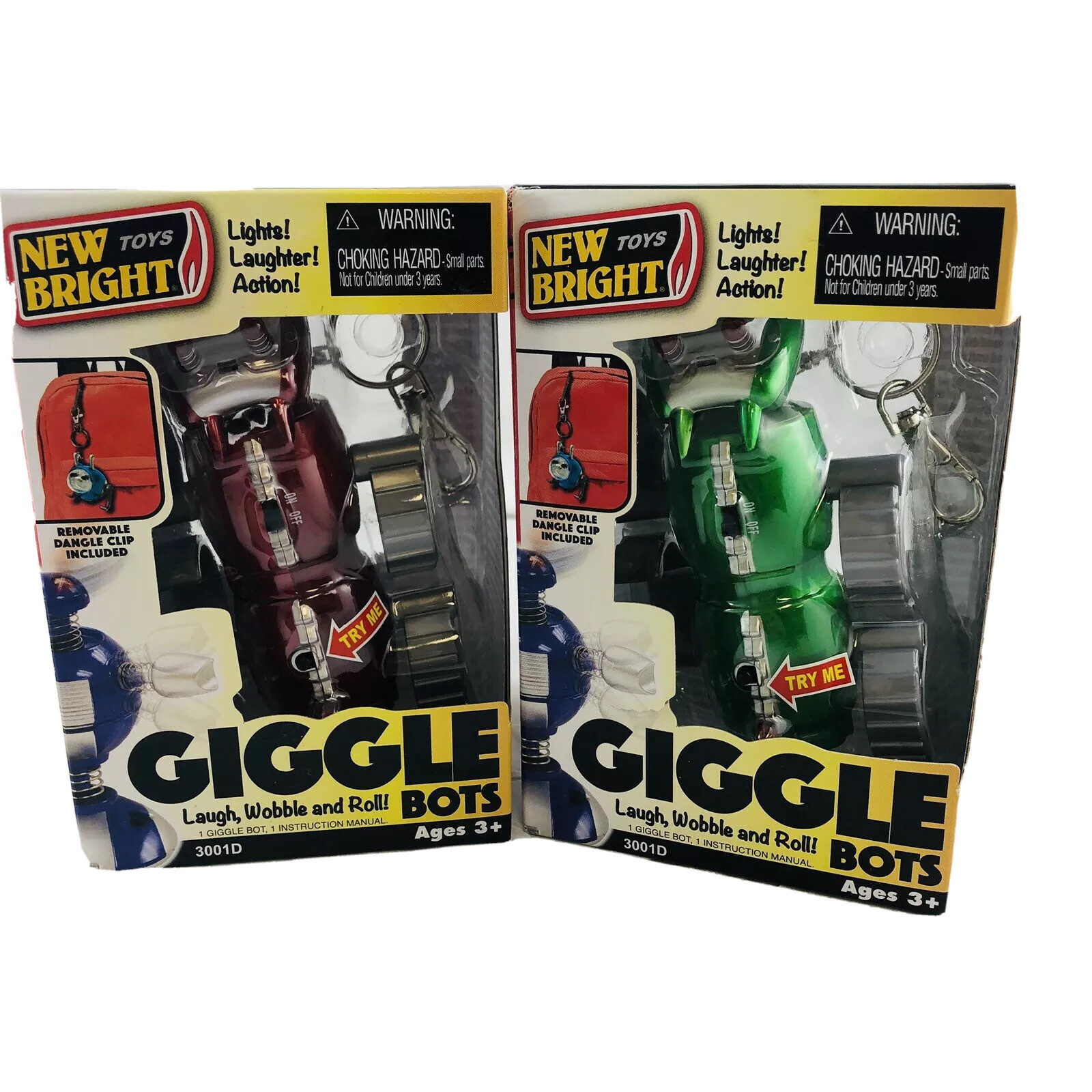 New Bright GIGGLE BOTS Lot of 2 Crazy Crawlers w/ Dangle Clip Robot Bug ...