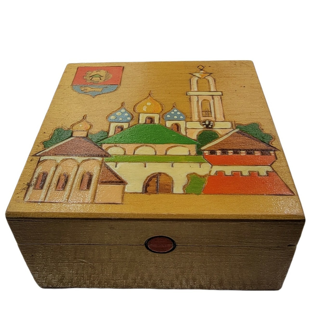 Russian Wood Box Town Scene Done in Pyrography 4 x 4x 2 | eBay