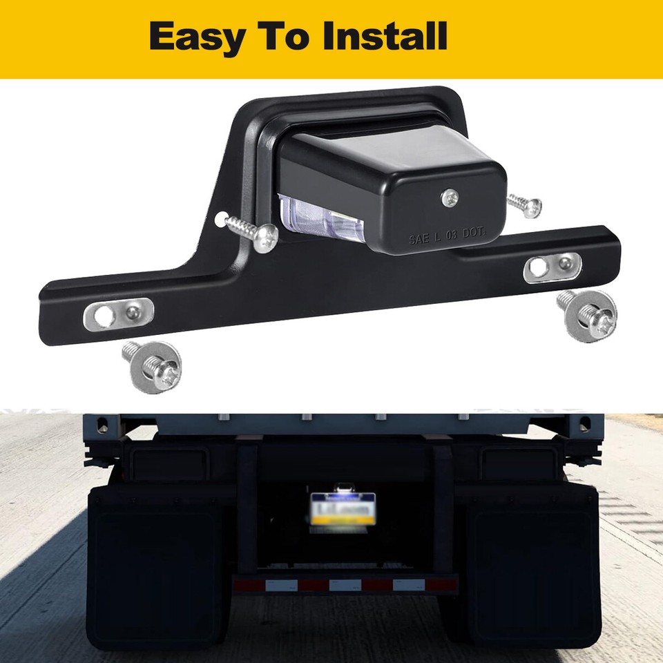Universal Trailer LED License Plate Light Bracket Mount 12V 24V For RV ...
