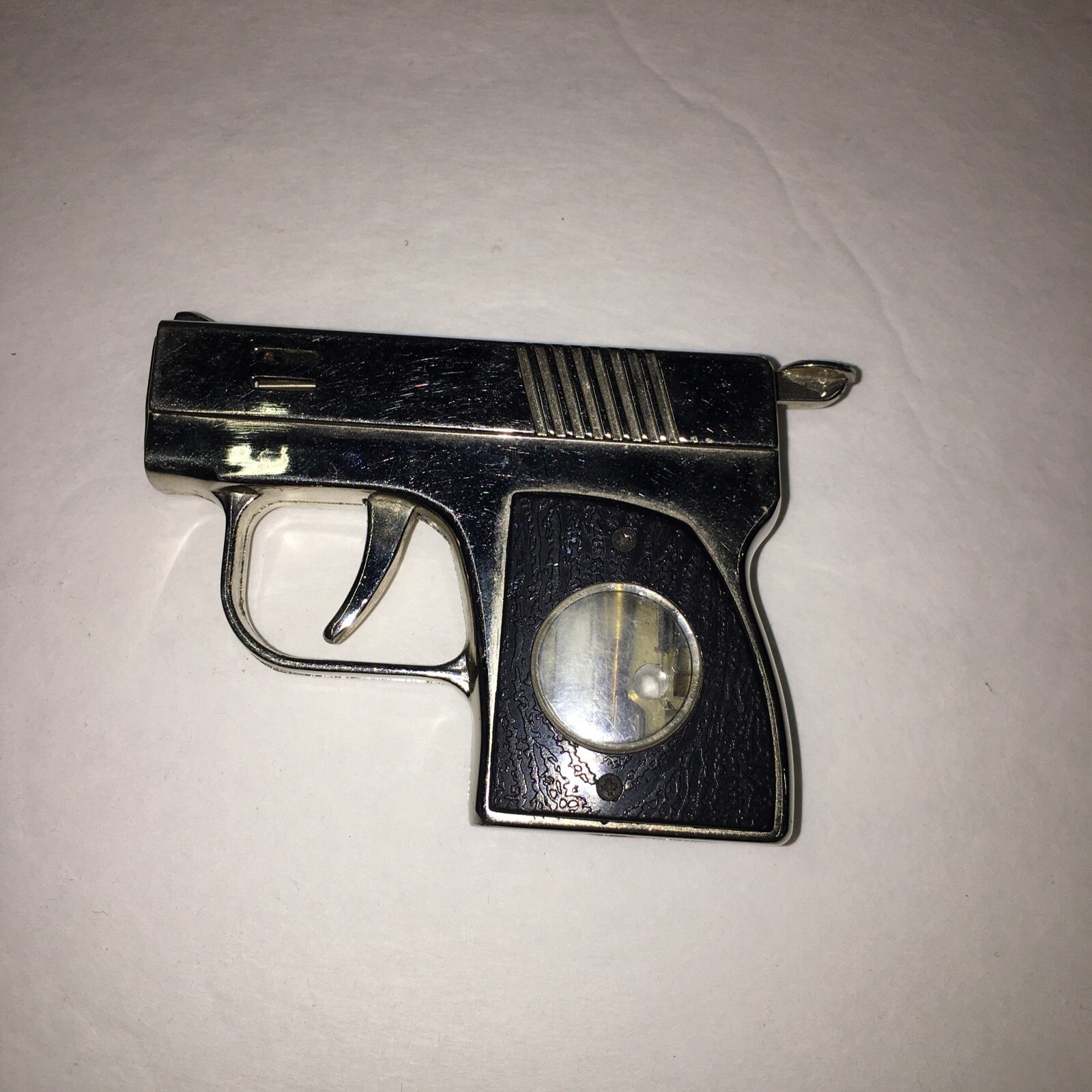 Vintage Gun Shaped Semi Automatic Chrome Lighter With Rare Windows In ...