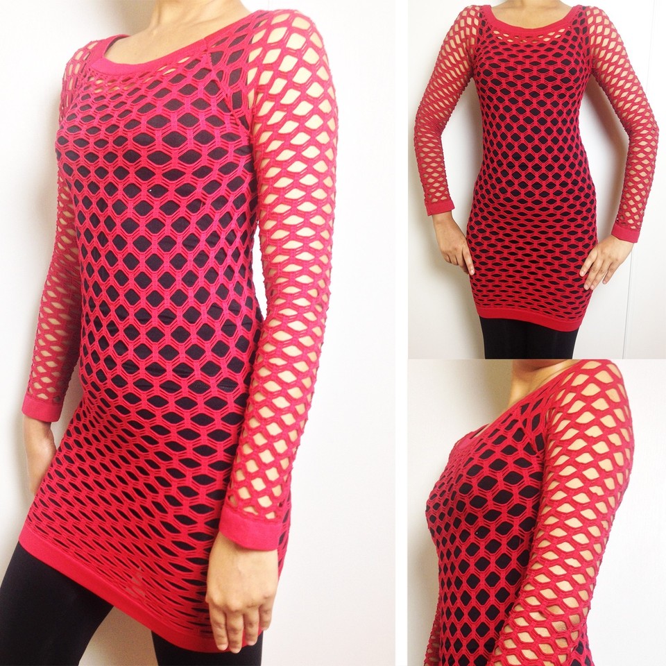 O/S S M L Sexy Fish Net Shirt Club Wear Long Sleeve GOGO Dance Top ...