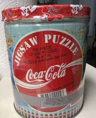 NEW Coca-Cola 700 Piece 1993 Vintage Jigsaw Puzzle Canister Metal Tin ...