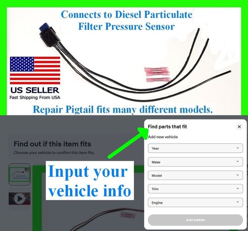 fits Chevy Ford Diesel Particulate Filter Pressure Sensor DPF Connector ...