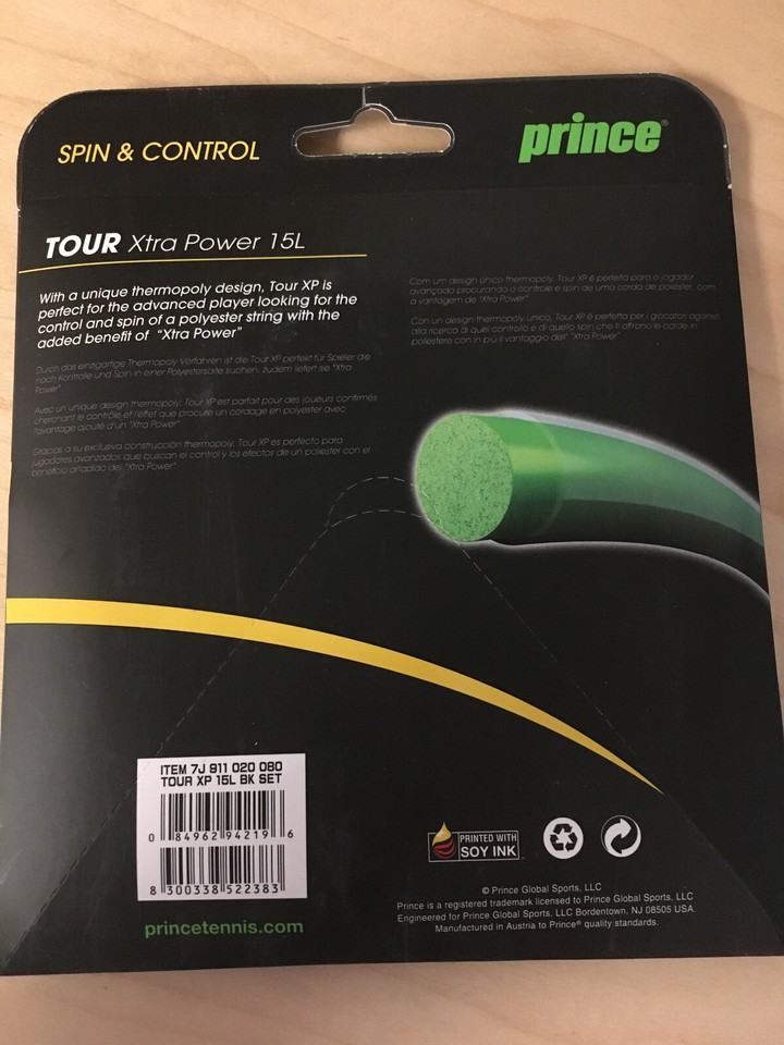 Prince Tour Xtra Power 15L tennis string, New, Black | eBay