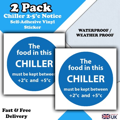 2-Pack - Chiller Fridge Temperature Reminder Label Sign - Kitchen ...