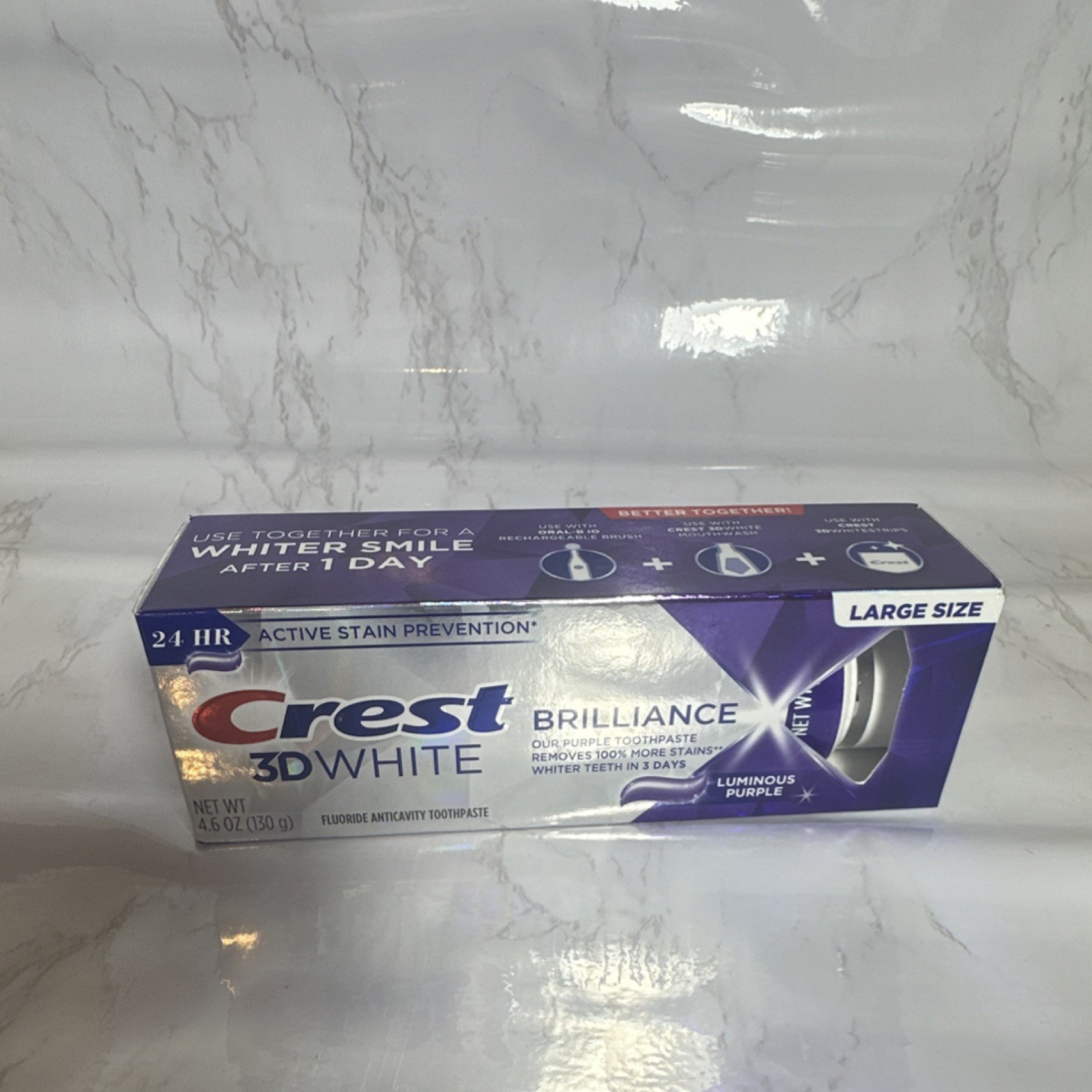 Crest 3D White Brilliance Toothpaste Luminous Purple 4.6 oz Large Size ...