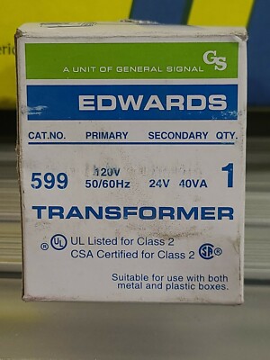 EDWARDS SIGNALING 599 Class 2 Trnsformr,40VA,120VAC,24VAC,Foot | eBay