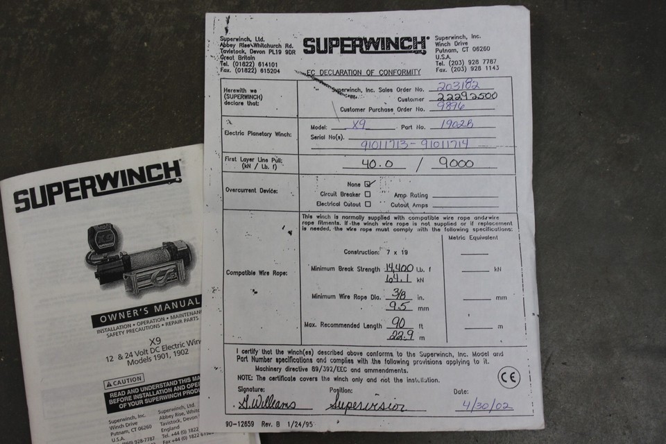 Superwinch X9 Electric Winch 24V DC , Controller and Cables | eBay UK