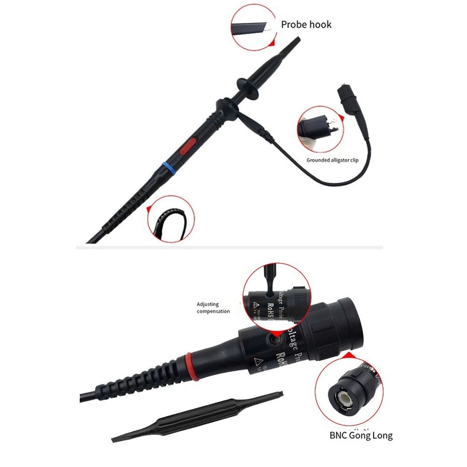 Oscilloscope Probes Kit 200MHz Adjustable Attenuation with BNC ...