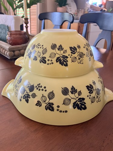 VTG Pyrex Cinderella Bowls Yellow Gooseberry Design 444 & 442 | eBay