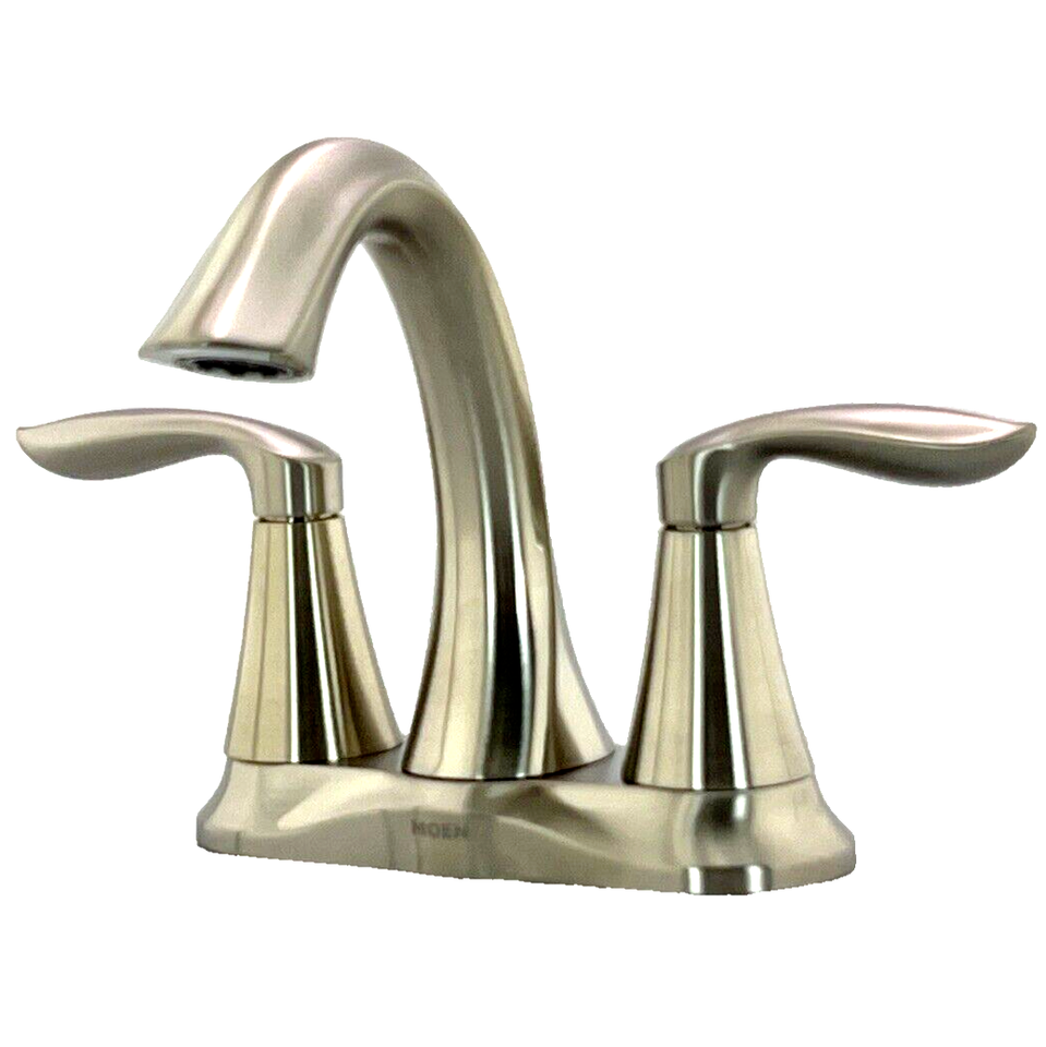 MOEN 6410BN Eva 2-Handle Centerset Bathroom Faucet w Drain - Brushed ...