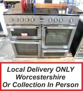 Flavel MLN10CRS Milano Silver Electric Range Cooker Ceramic Hobs 100cm ...