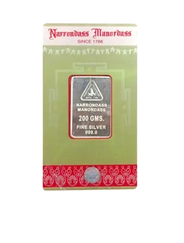 200 Grams Fine 999 Purity 100% Pure Seal Pack Rectangle Silver Bar ''NM ...