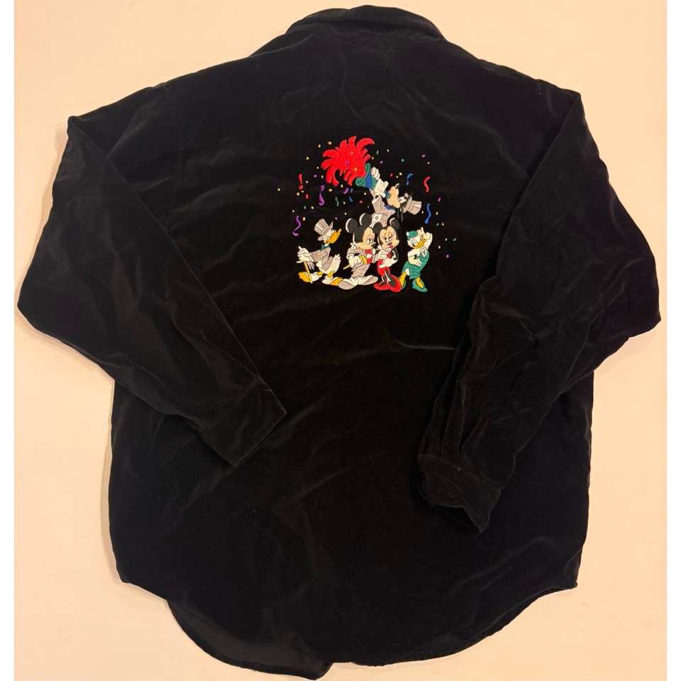Vtg The Disney Store Mickey & Friends Velour Embroidered Button Down ...