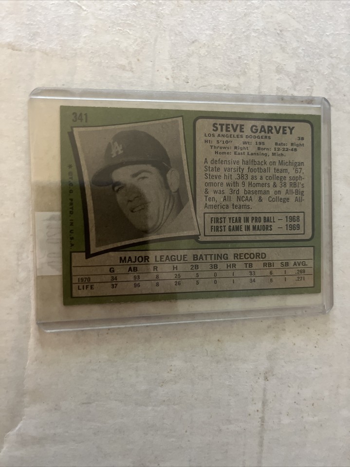 1971 Steve Garvey Los Angeles Dodgers Topps Baseball Card #341 | eBay