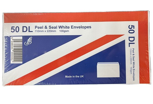 Premium DL White Envelopes Peel And Seal 100GSM Plain Strong Paper ...