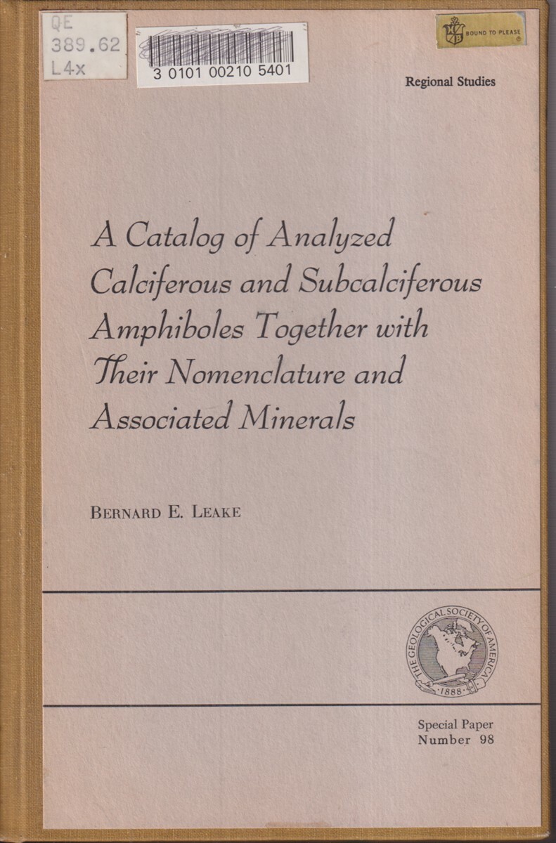 Catalog Analyzed Calciferous & Subcalciferous Amphiboles & Nomenclature ...