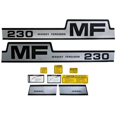 MASSEY FERGUSON 230 DIESEL DECALS. COMPLETE SET. "HUMP" M-F. VINYL. SEE ...