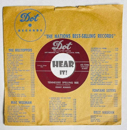 Hot 50s Hillbilly Bop Rockabilly 45 KENNY ROBERTS Tennessee Spelling ...