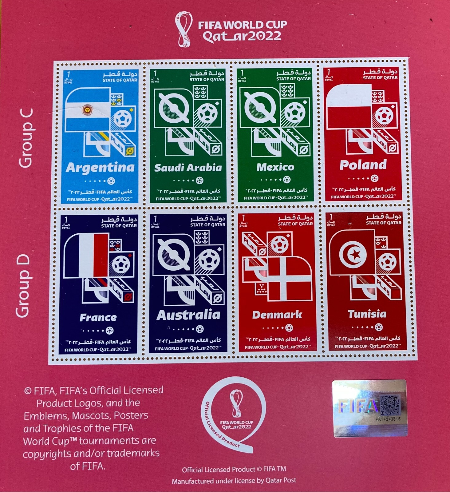 32x Briefmarke / Stamp FIFA World Cup 2022 KATAR - alle 32 Teams / 4 ...
