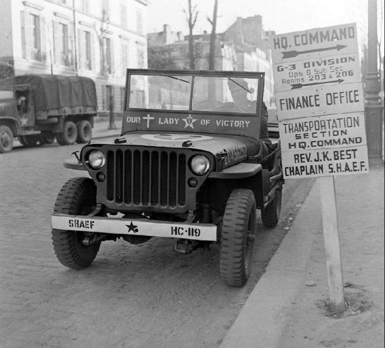 WW2 WWII Photo World War Two Chaplains Jeep SHAEF Willys US Army / 3144 ...