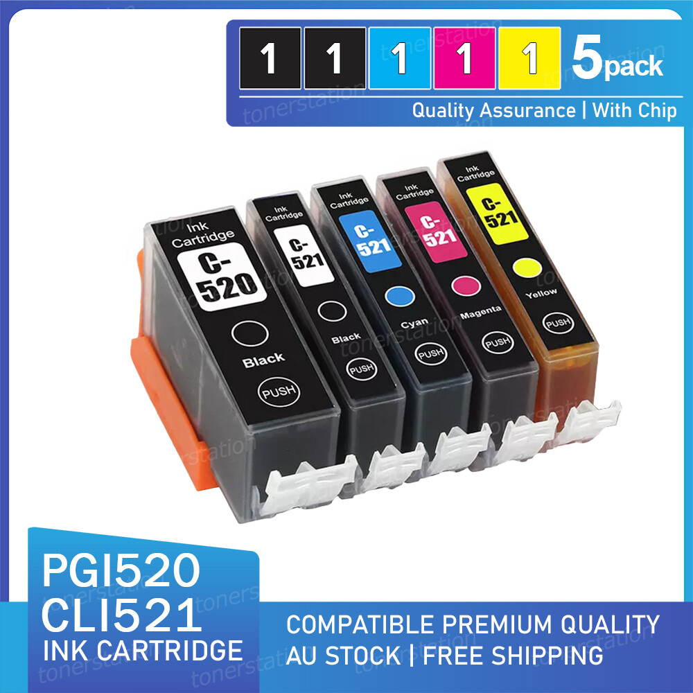 5x Ink Cartridges PGI520 CLI521 for Canon MP640 MX870 MP980 MP540 MP620 ...
