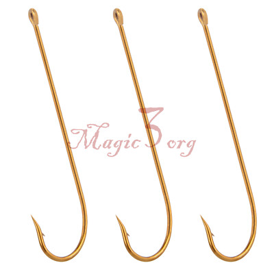 100pcs Aberdeen Light Wire Hooks Size #12-6/0 Extra Long Shank Fishing ...
