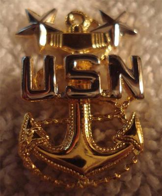 USN US Navy Petty Officer Master Chief Pin 2 Stars Anchor 1 inch ...