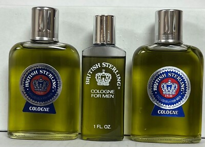 2 Glass Bottles British Sterling 2 oz Cologne Splash 90s ,2 plastic 1 ...