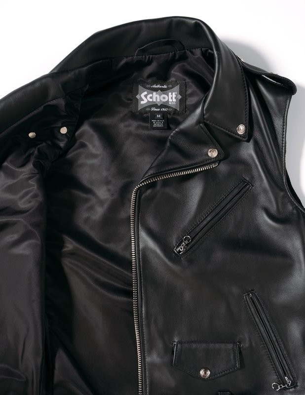 Schott NYC 213V Lambskin Perfecto Motorcycle Vest Black Size Large ...