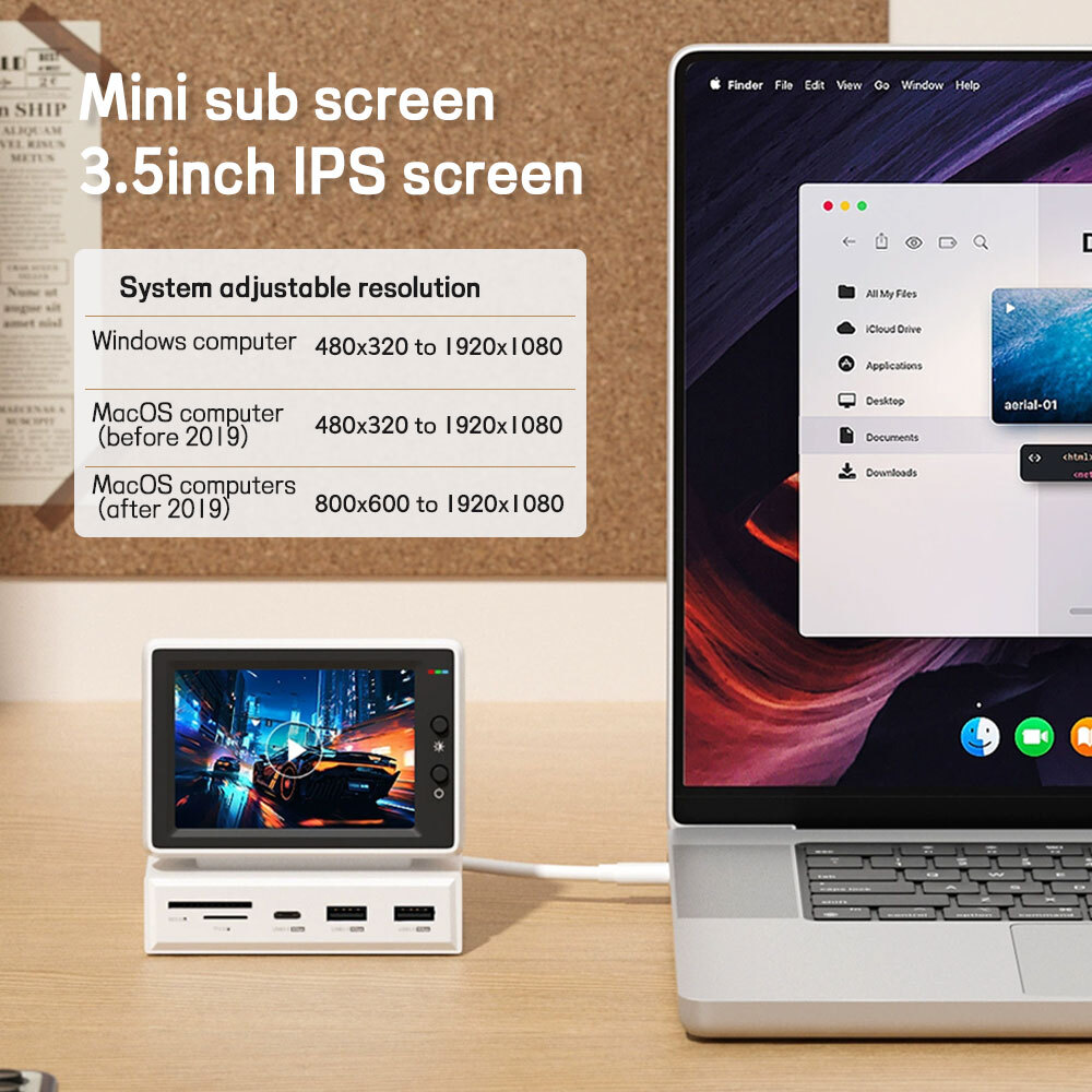 HAGIBIS Mini Monitor Secondary Screen USB-C Docking Station AIDA64 | eBay