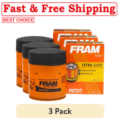 (3 pack) FRAM Extra Guard Oil Filter, PH7317, 10K Miles,Replacement Oil ...