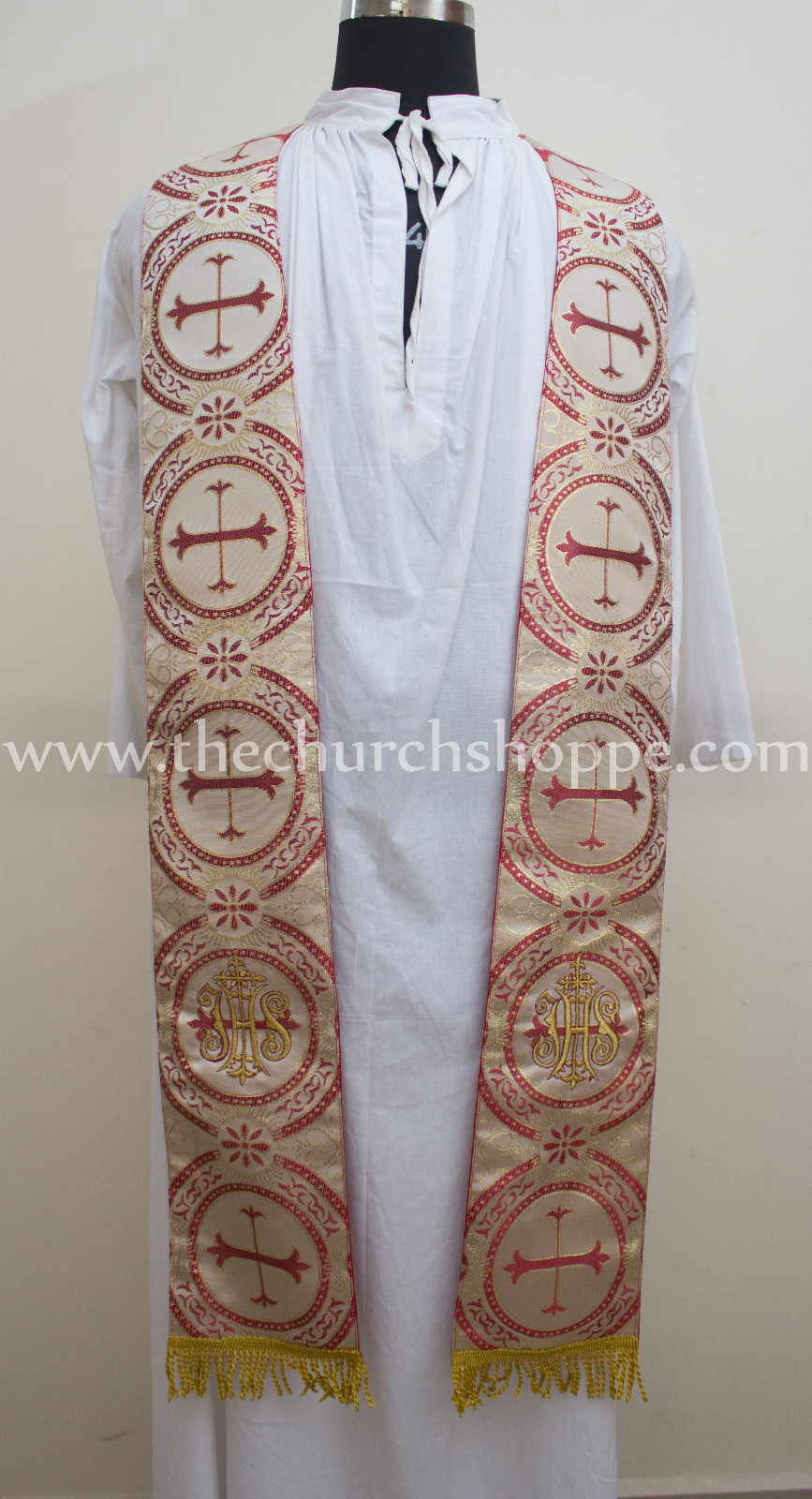 Metallic Red Agnus Dei vestment, stole & mass set ,Gothic chasuble ...