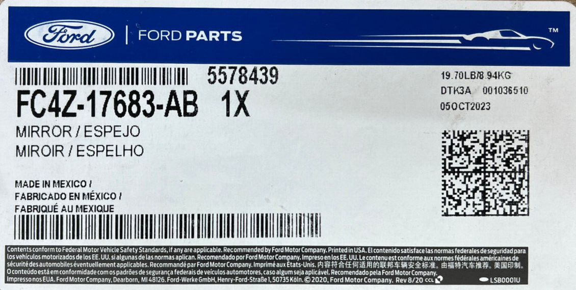 OEM NEW 16-25 Ford F650 F750 LEFT Driver's Side Basic Manual Adjust ...