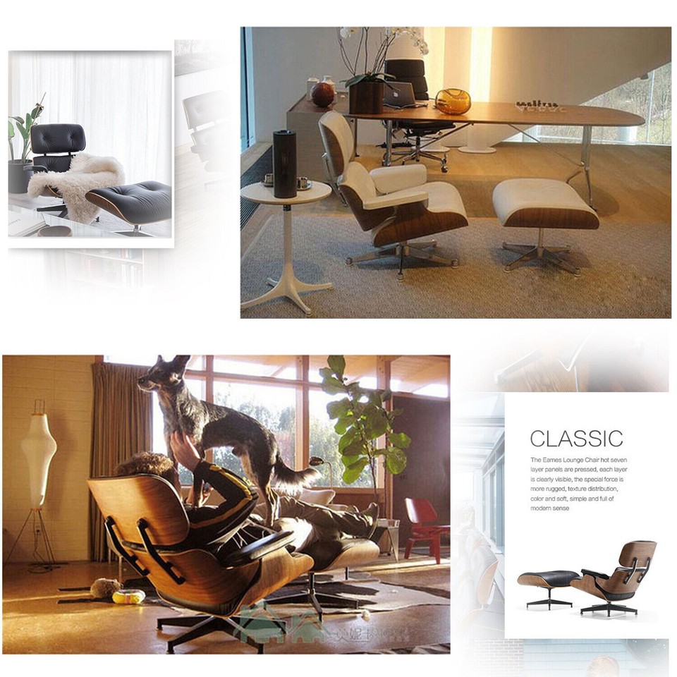 Tall Eams Lounge Chair and Ottoman Walnut Rosewood Swivel Armchair Real ...