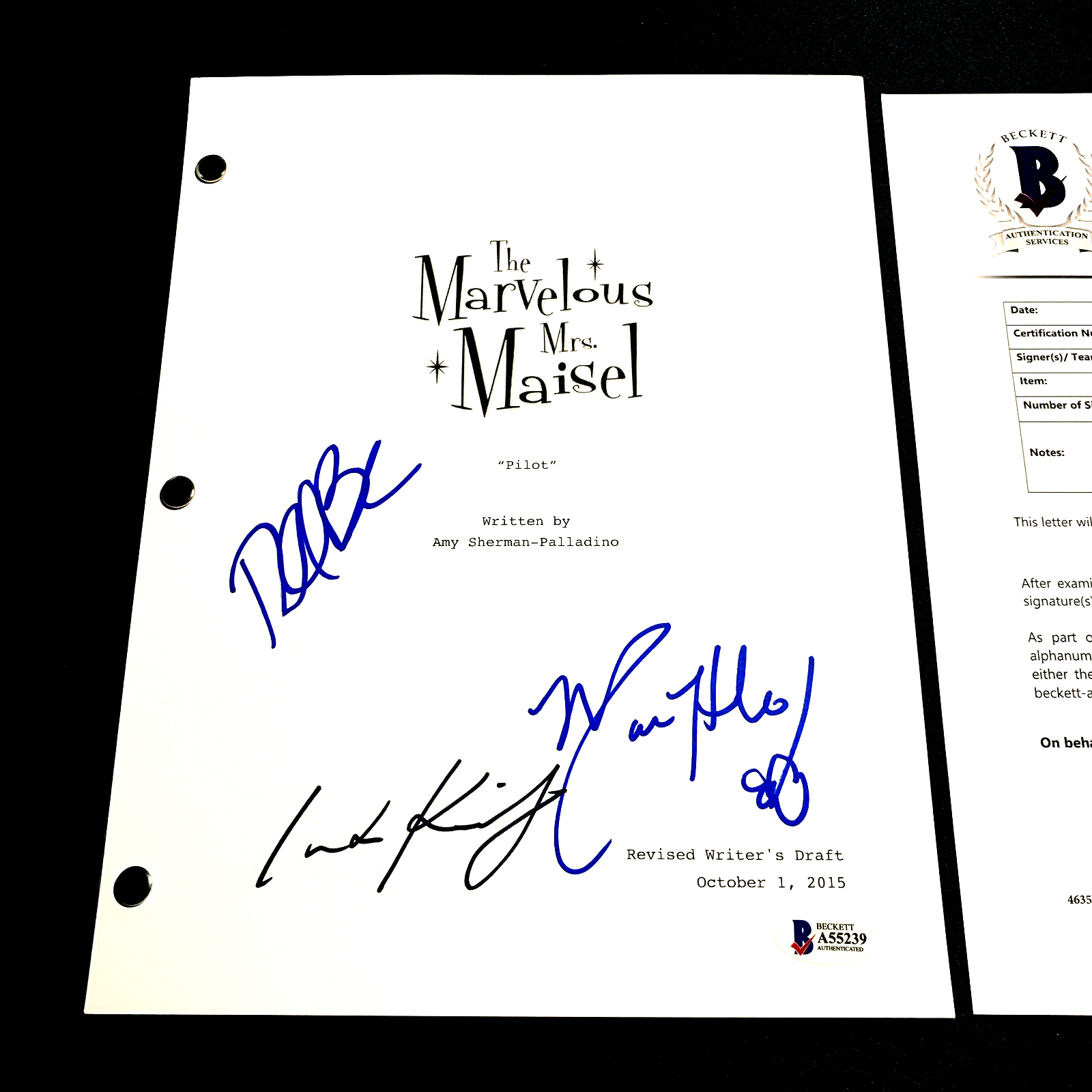 THE MARVELOUS MRS. MAISEL SIGNED PILOT SCRIPT BY 3 CAST RACHEL ...