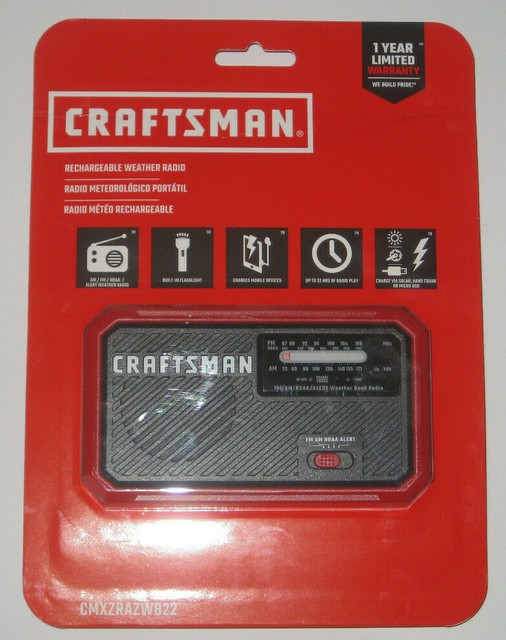 Craftsman CMXZRAZW822 AM/FM Rechargeable Weather Radio Red for sale ...