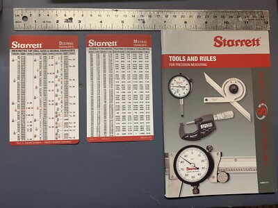 Starrett Tap/Drill and Metric Equiv. pocket charts, Reference Guide ...