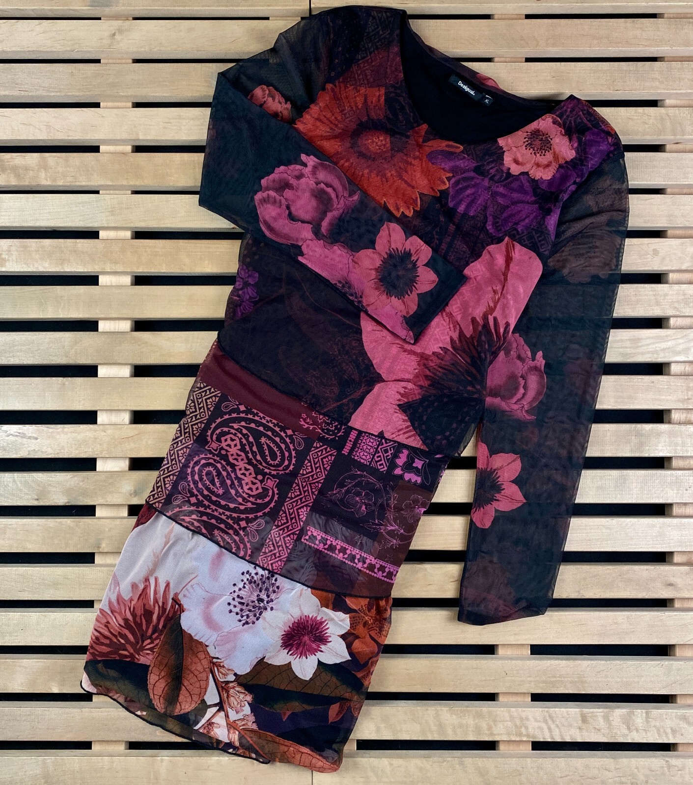 Womens Long Sleeve Dress Desigual Floral Pattern Size XL Polyester | eBay