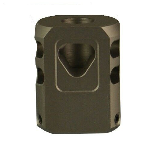 9mm 1/2x28 TPI Muzzle Brake Compensator Thread On, 6061 Tan Aluminum ...