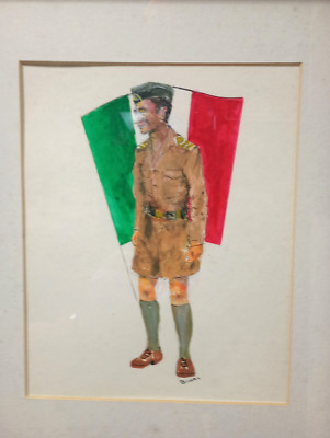 Military Art-WW2-Italian Soldier- Original Acrylic Painting - Matted ...