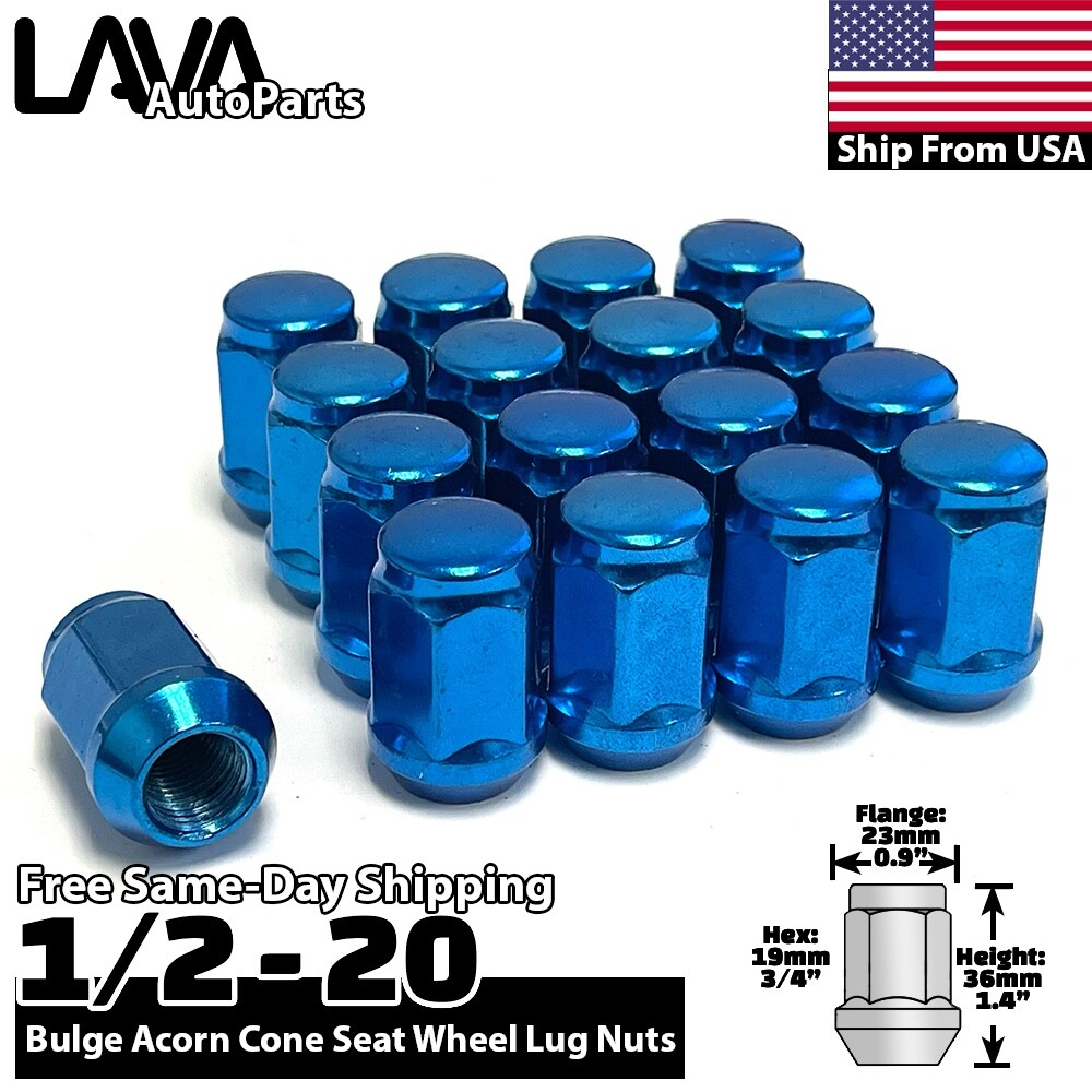 20x Blue 1/2-20 Conical Wheel Lug Nut Fit Mercury Pontiac Oldsmobile ...