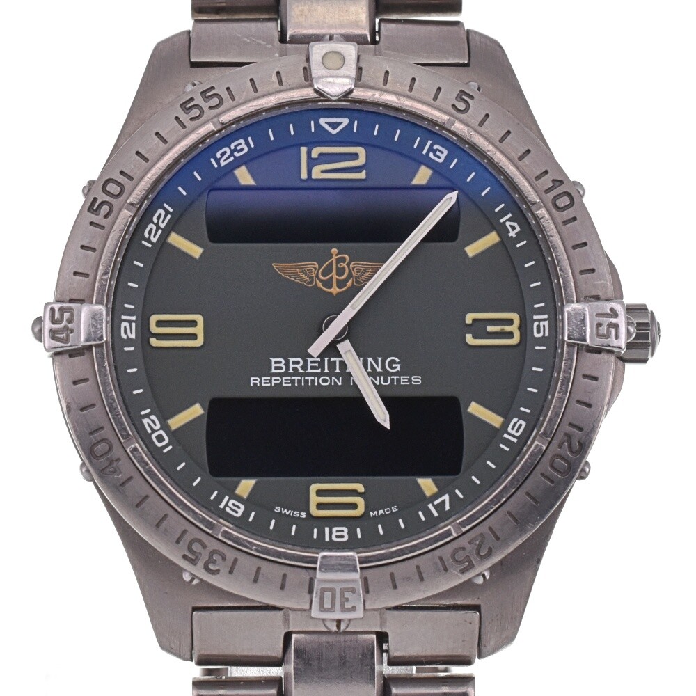 BREITLING Aerospace E65062 alarm dual time titanium Quartz Men's Watch ...