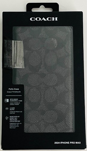 NEW Coach 2024 iPhone 16 Pro Max Folio Case Signature Logo Canvas ...