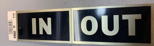 "IN OUT" Self Adhesive Aluminum Sign 2" x 8" Black & Gold | eBay