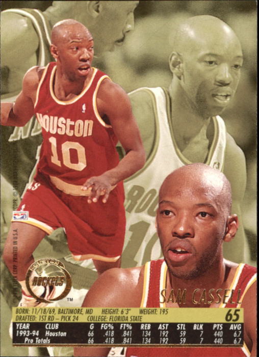 1994-95 Ultra Houston Rockets Basketball Card #65 Sam Cassell | eBay