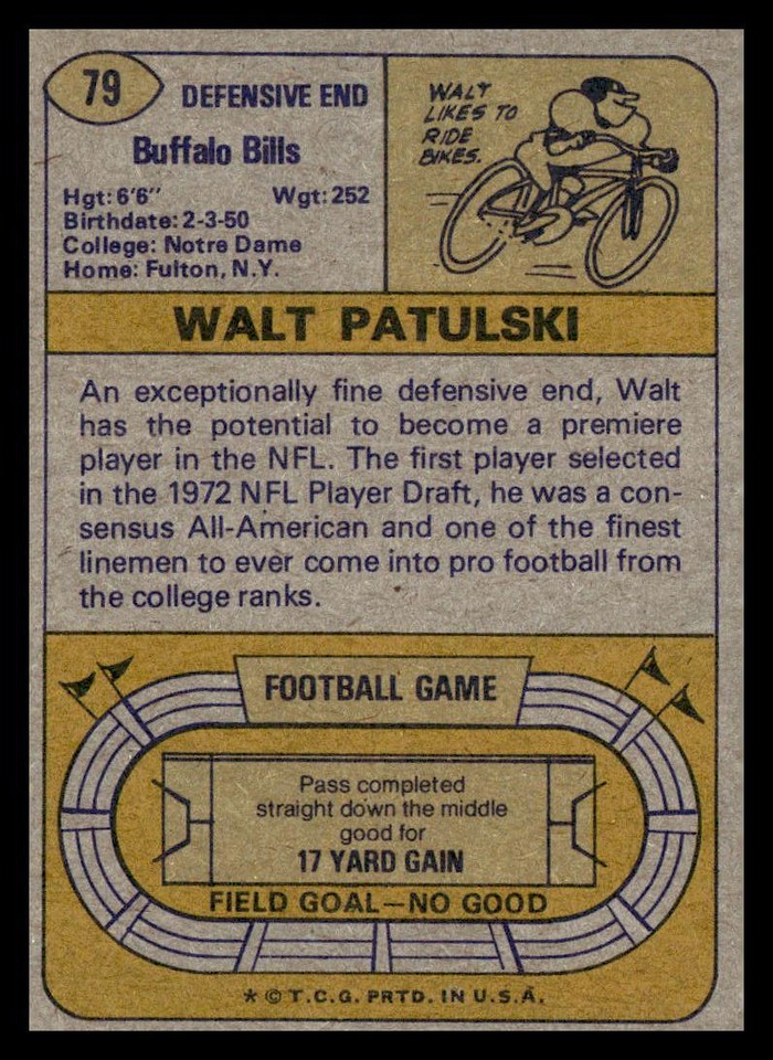 1974 Topps Walt Patulski #79 C1 | eBay
