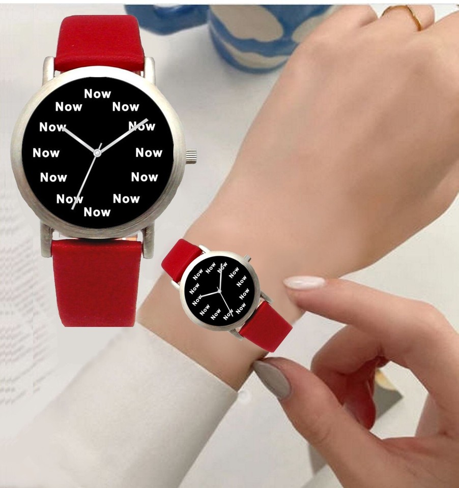 "NOW" Is The Time On Each Hour Of The Unisex Matte Chrome Watch With ...