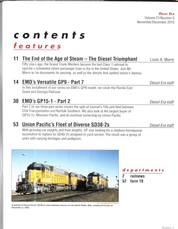 Diesel Era V21 N6 EMD GP15-1 GP9 UP Union Pacific SD38--2 Grand Trunk Western | eBay