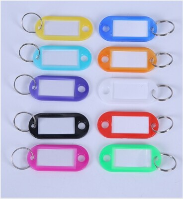 Key Tags Plastic Key Rings ID Tags Name Label Key Fob Tag - Choose Your ...